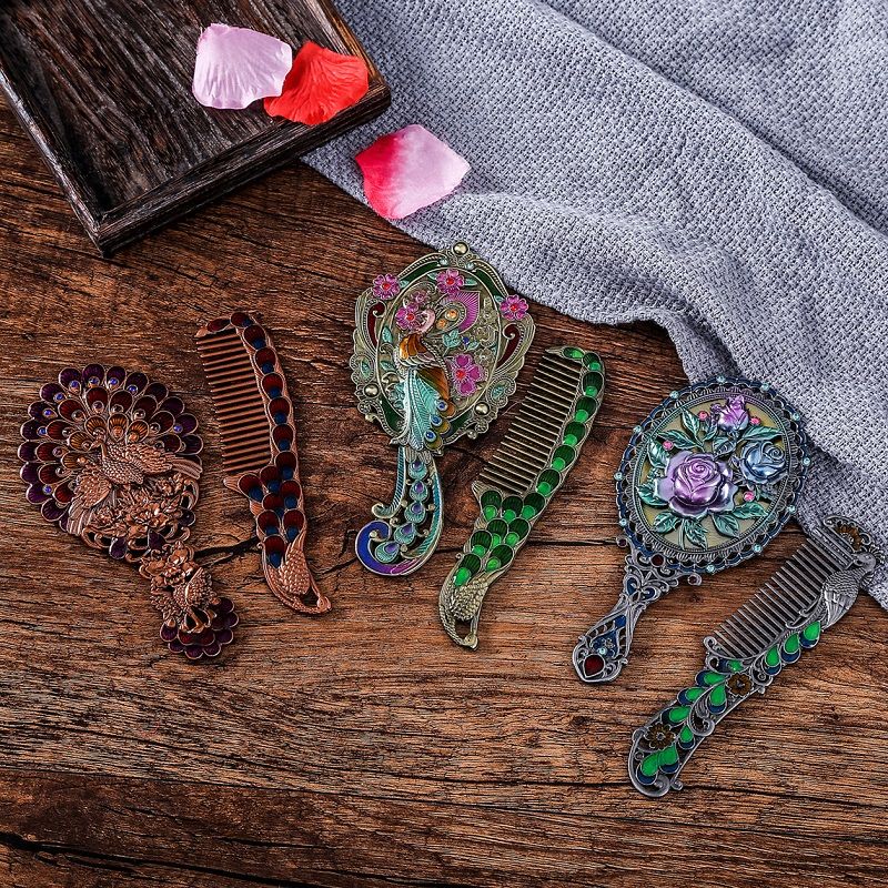 Retro handle small mirror metal hollowed-out gift mirror-Yiwu Market ...